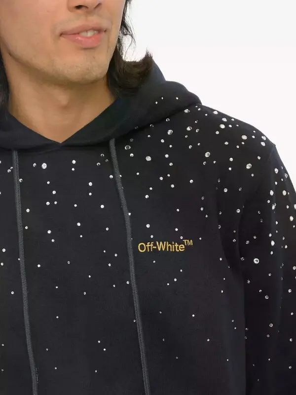 Off-White Embroidered Rhinestone-embellished Hoodie