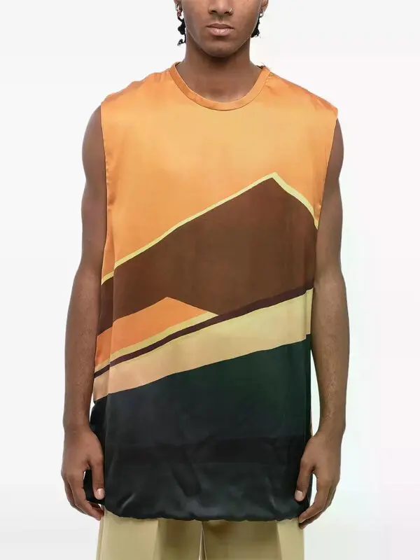 JIL SANDER Gas Station Geometric-print Tank Top - Orange