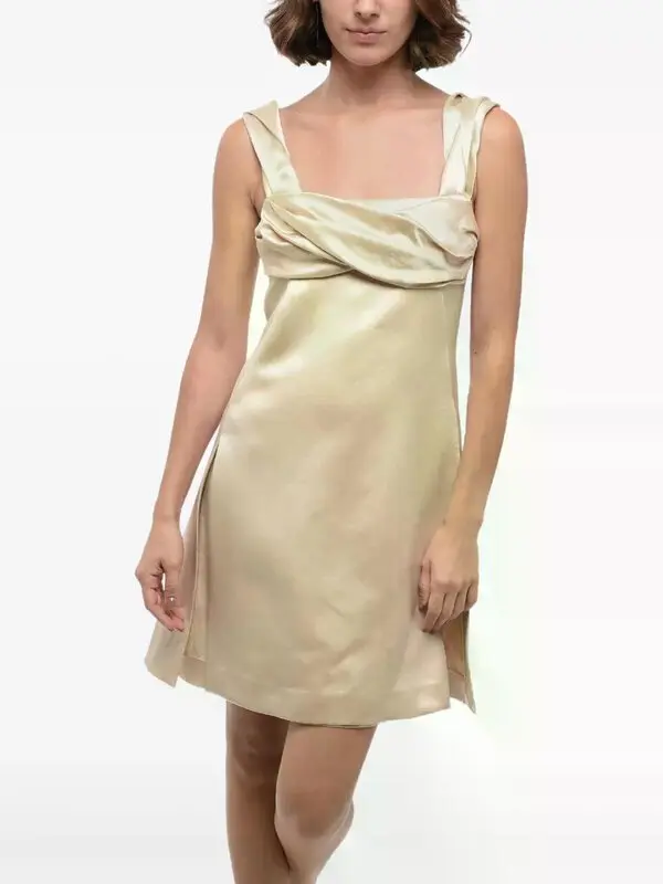 JIL SANDER Draped-neckline Mini Dress - Neutrals
