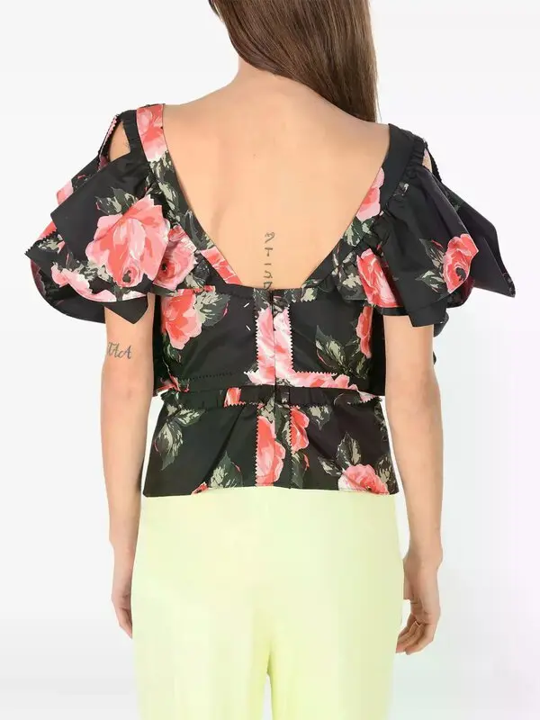 MAISON MARGIELA Floral-print Mesh-panel Blouse