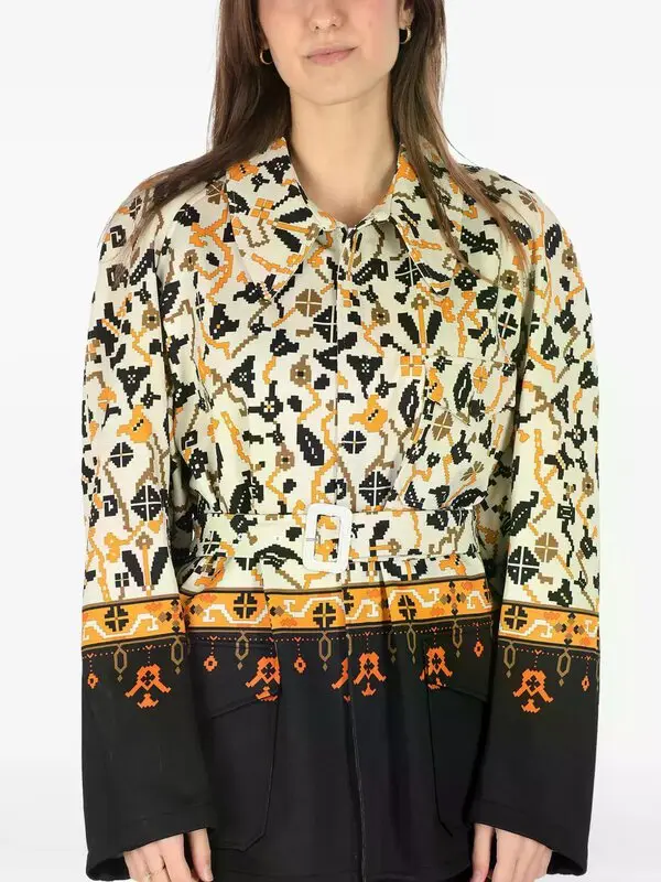 MAISON MARGIELA Geometric-patterned Belted Jacket