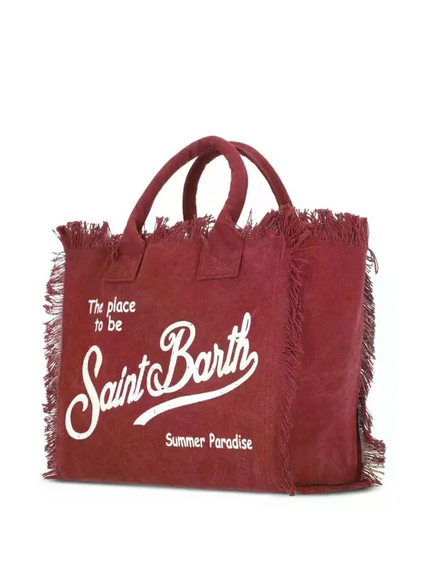 MC2 SAINT BARTH Medium Logo-print Tote Bag With Fringed Trim - Red