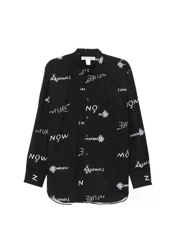 Comme Des Garçons Text-print Shirt - Black
