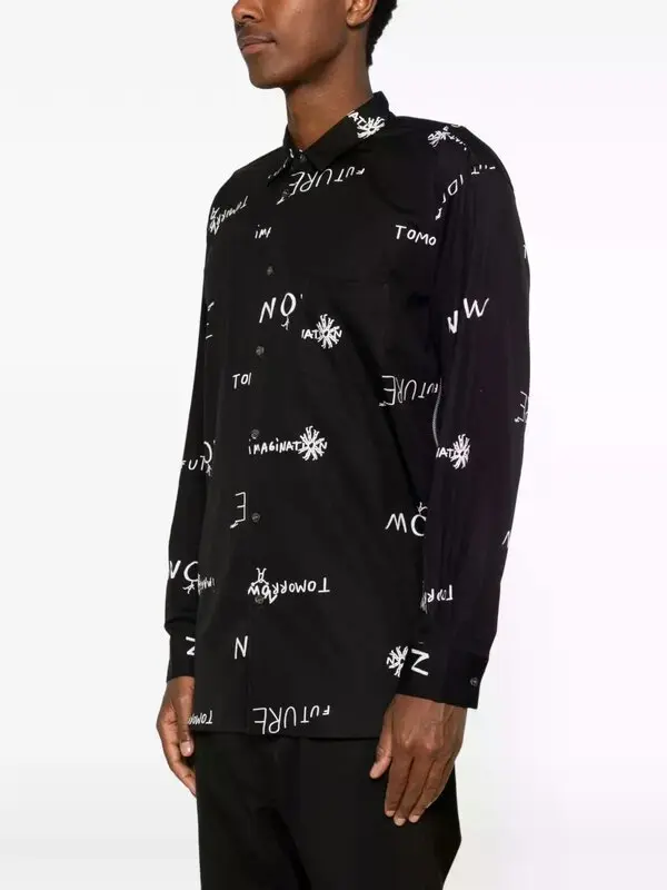 Comme Des Garçons Text-print Shirt - Black