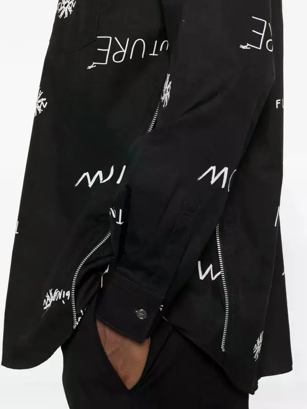 Comme Des Garçons Text-print Shirt - Black