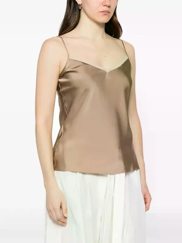 PENNYBLACK Satin-finish V-neck Top - Brown
