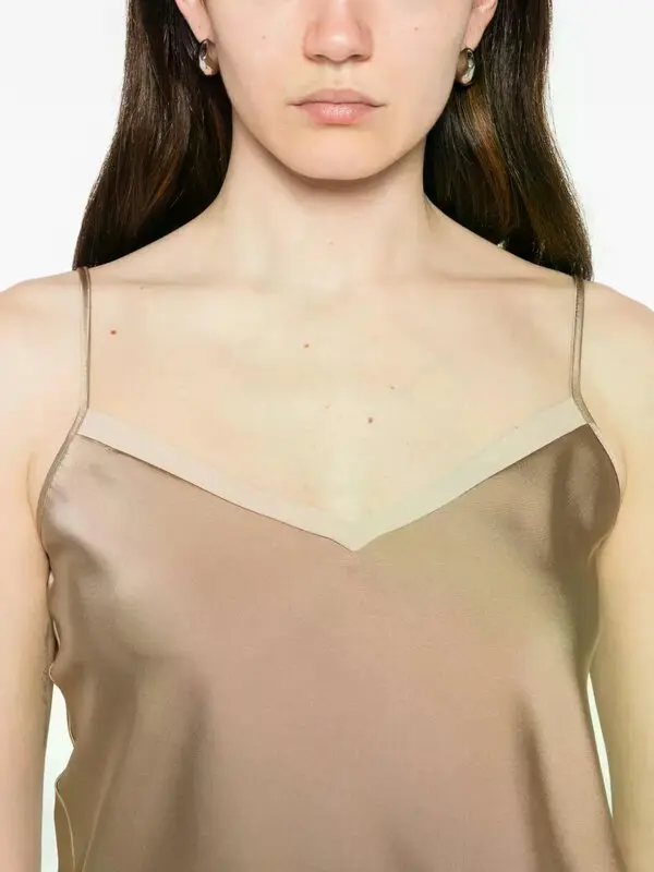 PENNYBLACK Satin-finish V-neck Top - Brown