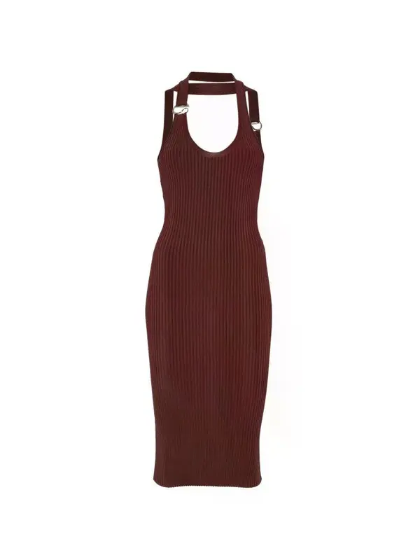 Coperni Ribbed-knit Halterneck Midi Dress - Brown