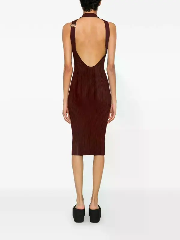 Coperni Ribbed-knit Halterneck Midi Dress - Brown