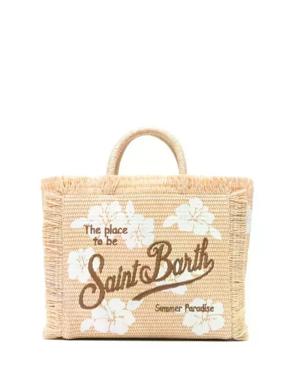 MC2 SAINT BARTH Hibiscus-print Fringed Tote - Neutrals