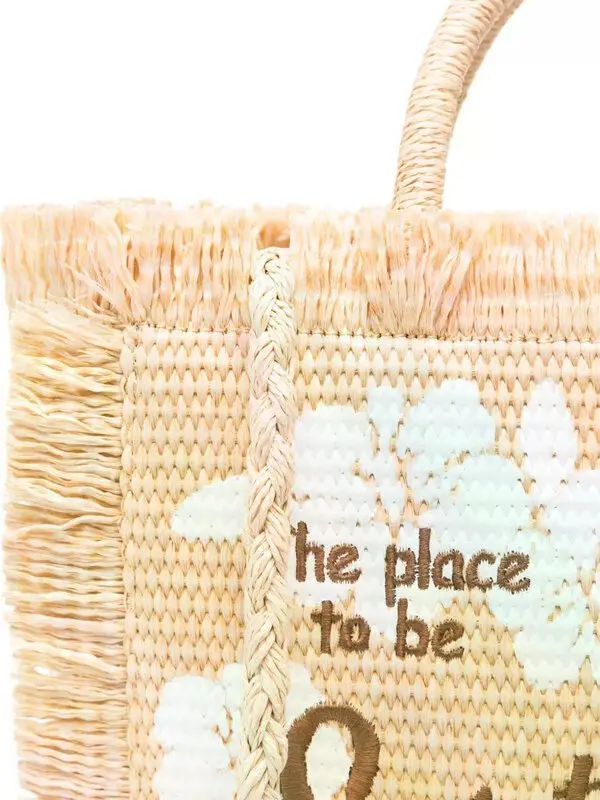 MC2 SAINT BARTH Hibiscus-print Fringed Tote - Neutrals