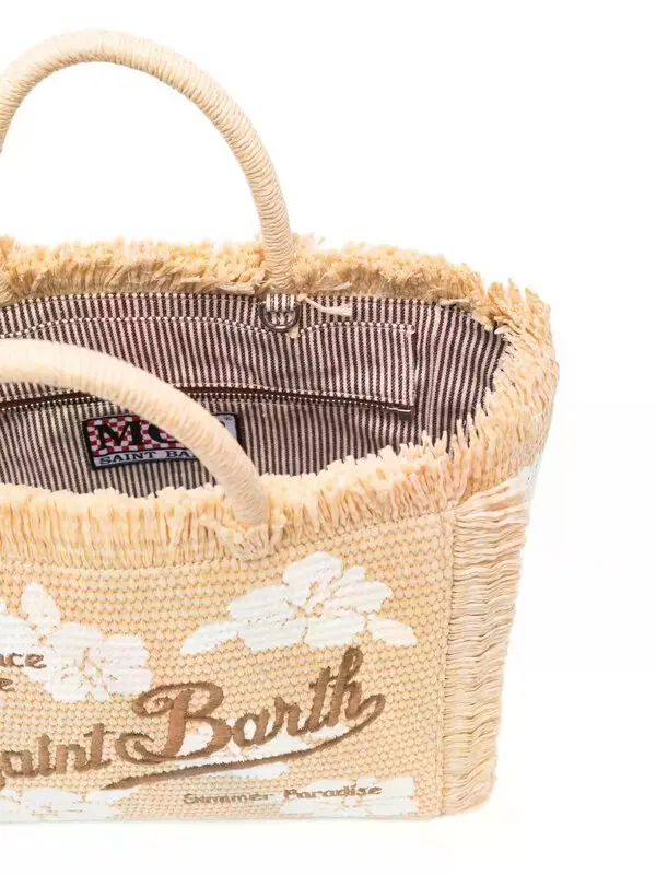 MC2 SAINT BARTH Hibiscus-print Fringed Tote - Neutrals