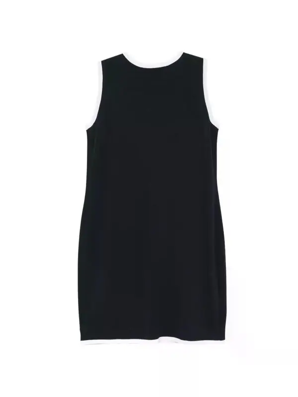 ANNE CLAIRE Contrast-trim Buttoned Midi Dress - Blue