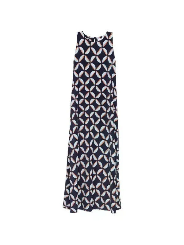NIU Geometric Print Sleeveless Midi Dress