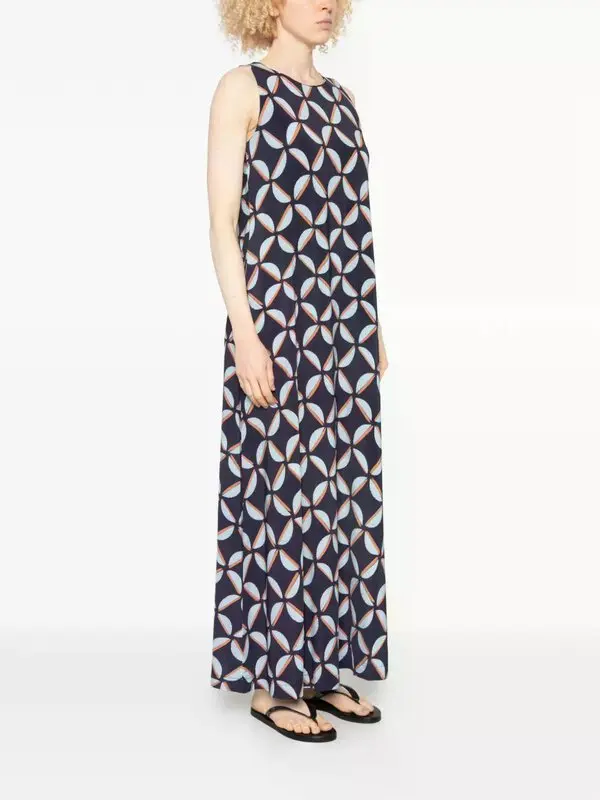 NIU Geometric Print Sleeveless Midi Dress