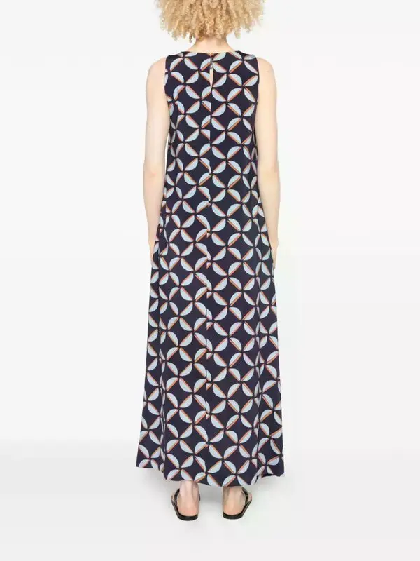 NIU Geometric Print Sleeveless Midi Dress