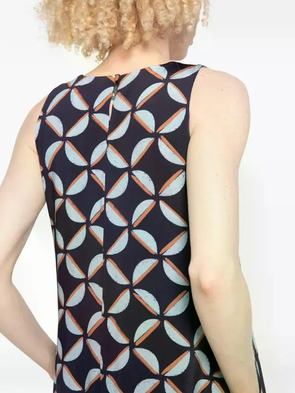 NIU Geometric Print Sleeveless Midi Dress