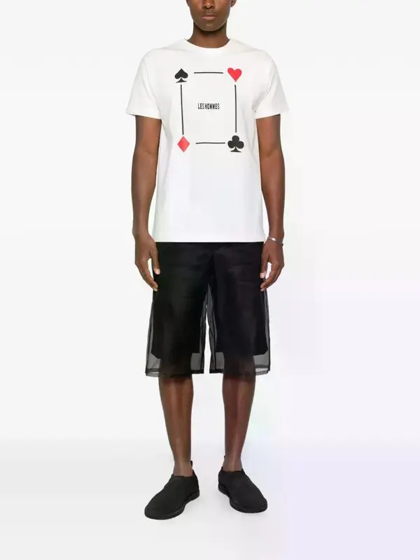 LES HOMMES Card-print T-shirt