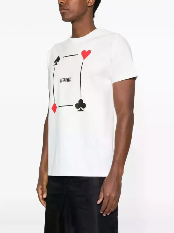 LES HOMMES Card-print T-shirt