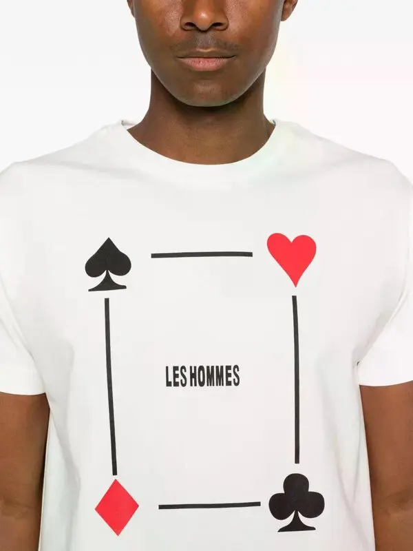 LES HOMMES Card-print T-shirt