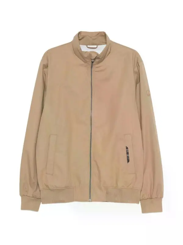 SAVE THE DUCK High-neck Jacket With Ribbed Trims - Brown
