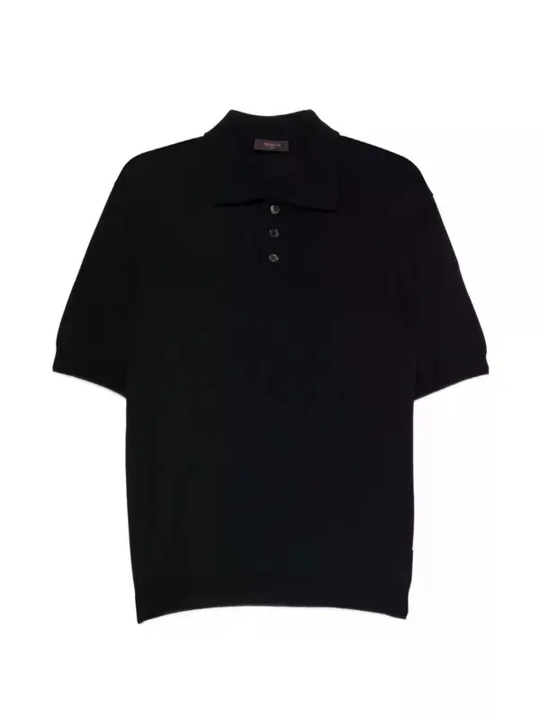 ZANONE Button Short-sleeve Polo Shirt - Black