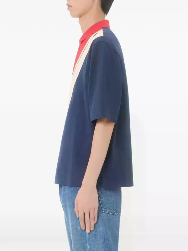 Valentino Garavani Cotton Polo Shirt With Inlaid-v - Blue