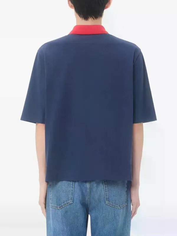Valentino Garavani Cotton Polo Shirt With Inlaid-v - Blue