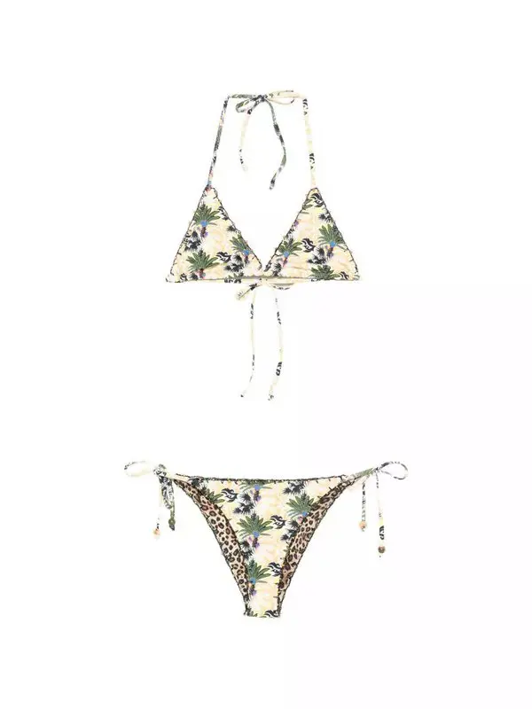 Anjuna Printed Reversible Bikini With Crochet Trim - Neutrals