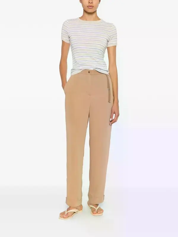 Herno Grosgrain-detail Slit-hem Trousers - Neutrals