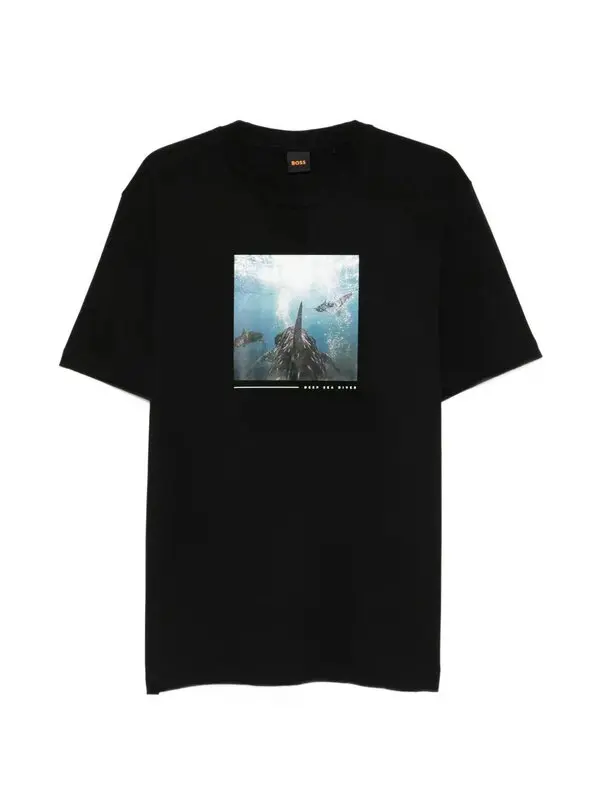 BOSS Cotton-jersey T-shirt With Printed Artwork