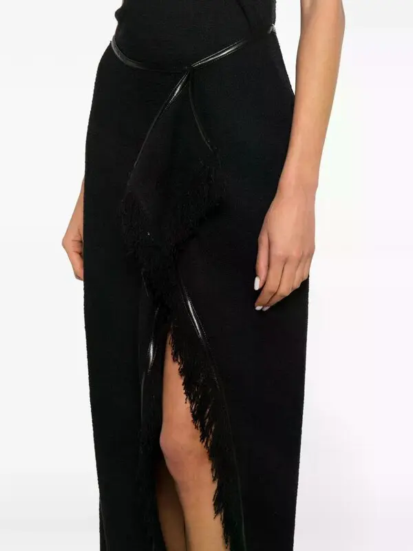Nanushka Rayen Frayed Draped Midi Dress - Black