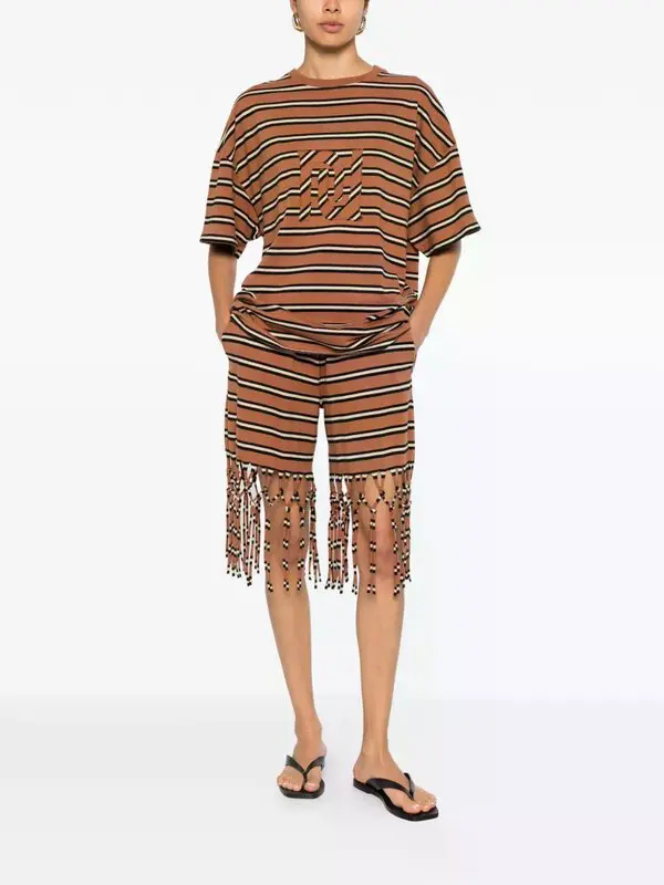 Nanushka Wren Monogram-patch Striped T-shirt