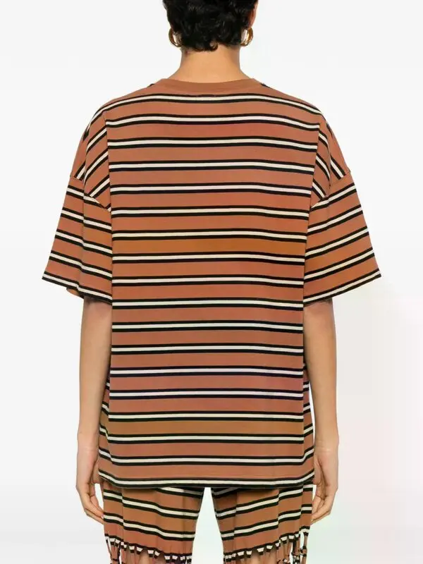 Nanushka Wren Monogram-patch Striped T-shirt
