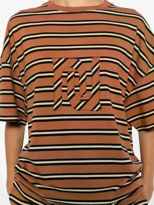 Nanushka Wren Monogram-patch Striped T-shirt