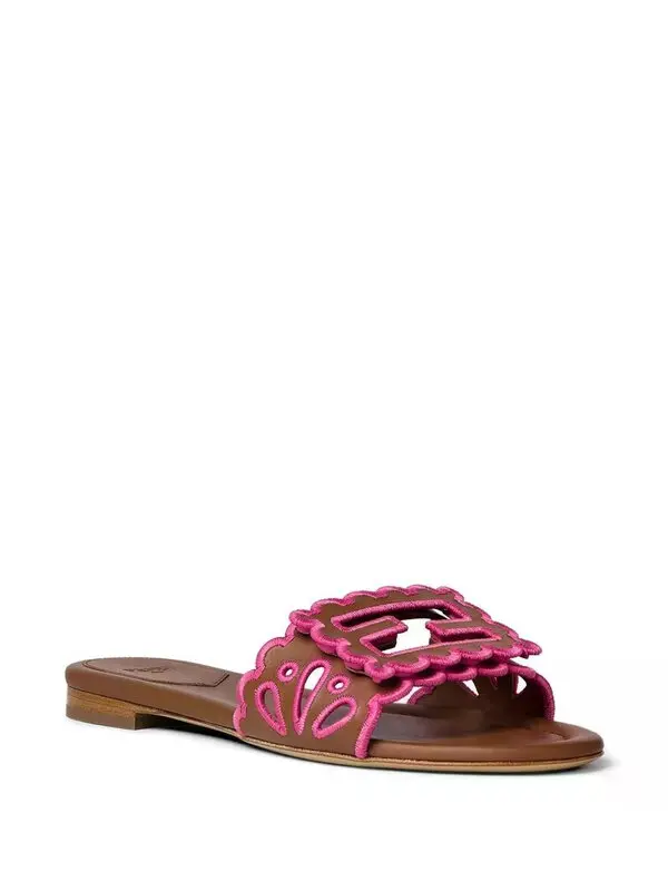 Fendi Logo Appliqué Flat Sandals - Brown