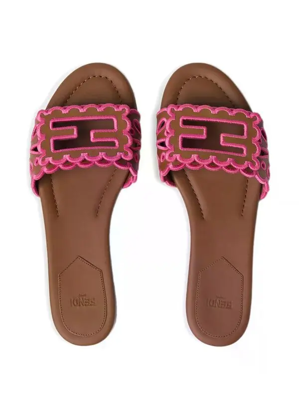 Fendi Logo Appliqué Flat Sandals - Brown