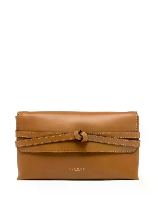 GIANNI CHIARINI Belty Knotted Leather Clutch Bag - Brown