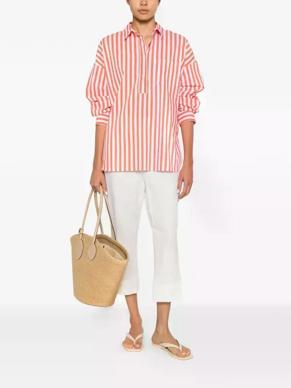 ARCHIVIO '67 Striped Long-sleeved Shirt - Orange