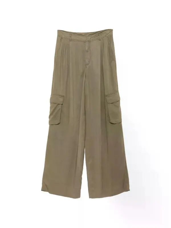 Iceberg Pleated Cargo-pocket Palazzo Pants - Green