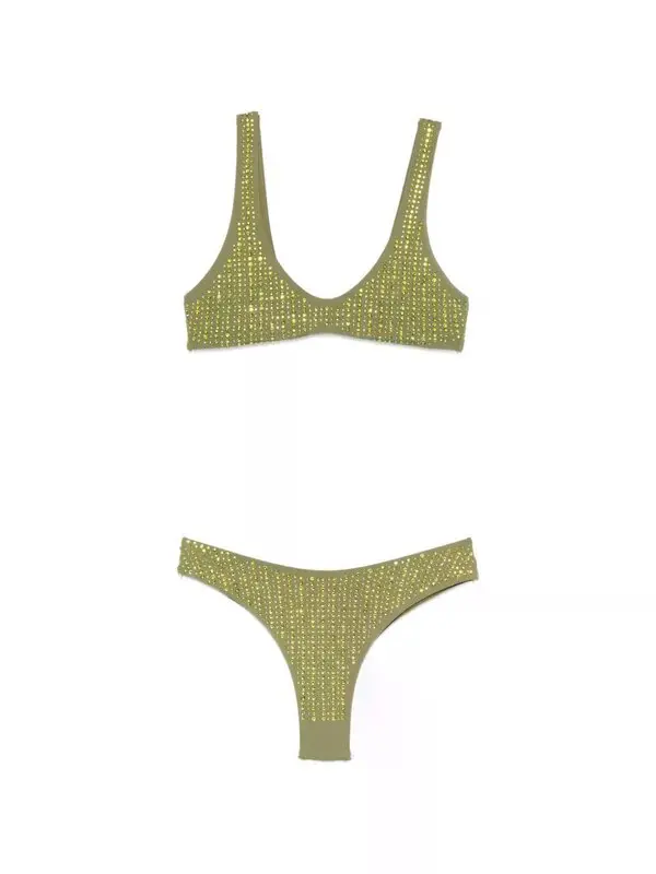 VENUJA Crystal-embellished Two-piece Bikini - Green