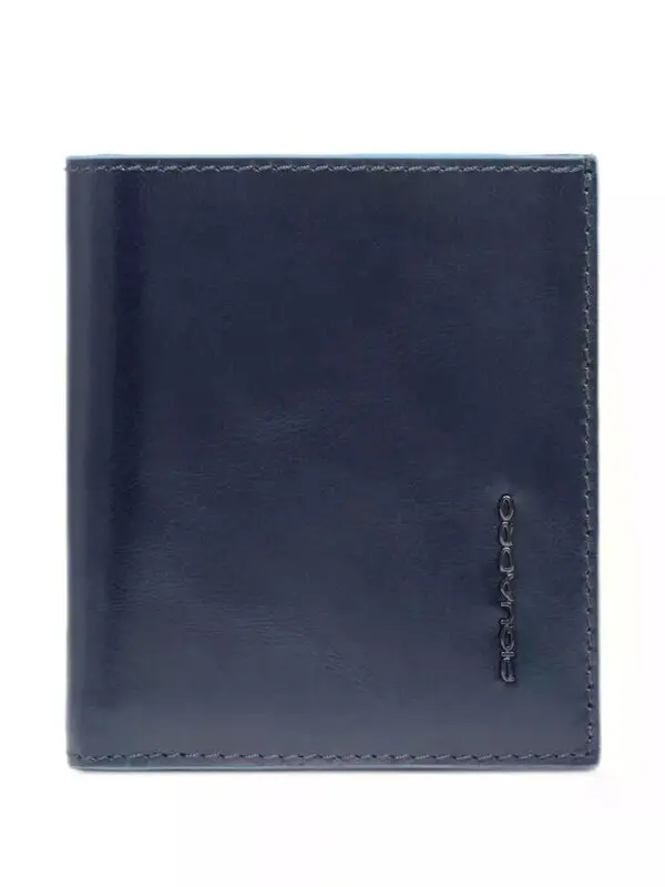 PIQUADRO Logo-plaque Leather Card Holder - Blue