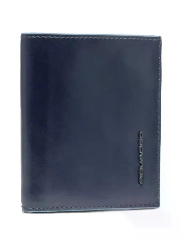 PIQUADRO Logo-plaque Leather Card Holder - Blue