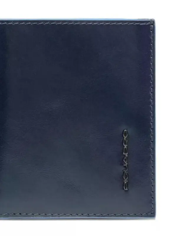 PIQUADRO Logo-plaque Leather Card Holder - Blue