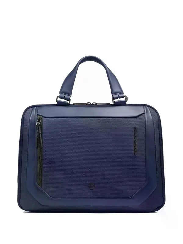 PIQUADRO Expandable Leather-trim Laptop Bag - Blue