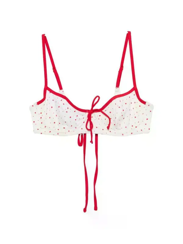 Frankies Bikinis Cola Strawberry-print Underwired Bikini Top - White