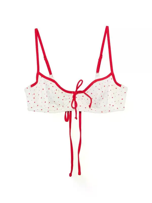 Frankies Bikinis Cola Strawberry-print Underwired Bikini Top - White