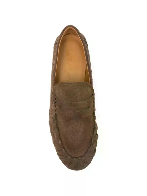 LEQARANT Whipstitch Suede Loafers