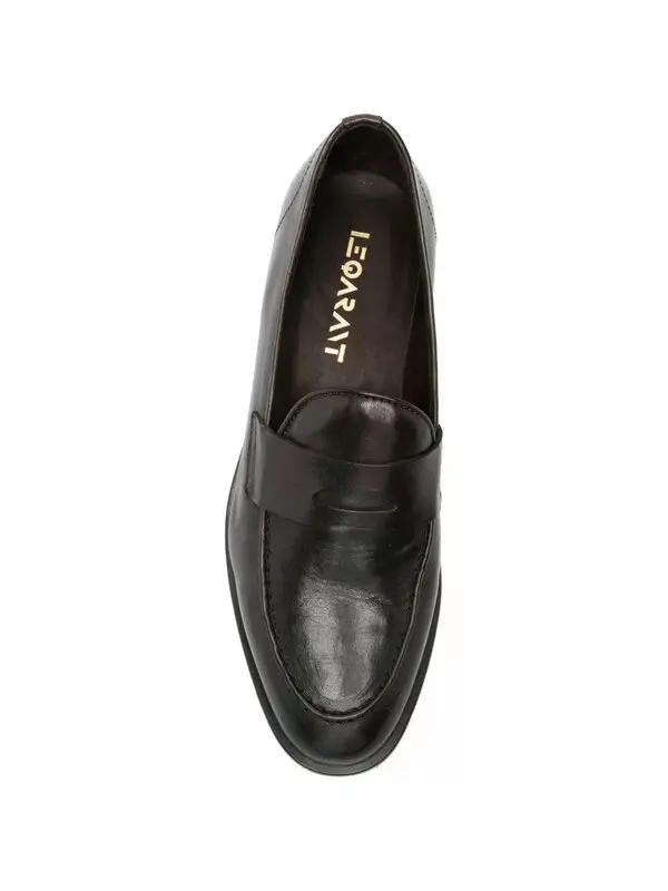 LEQARANT Penny Leather Loafers