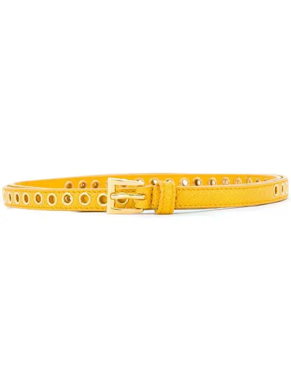 Prada Skinny Eyelet Belt - Yellow